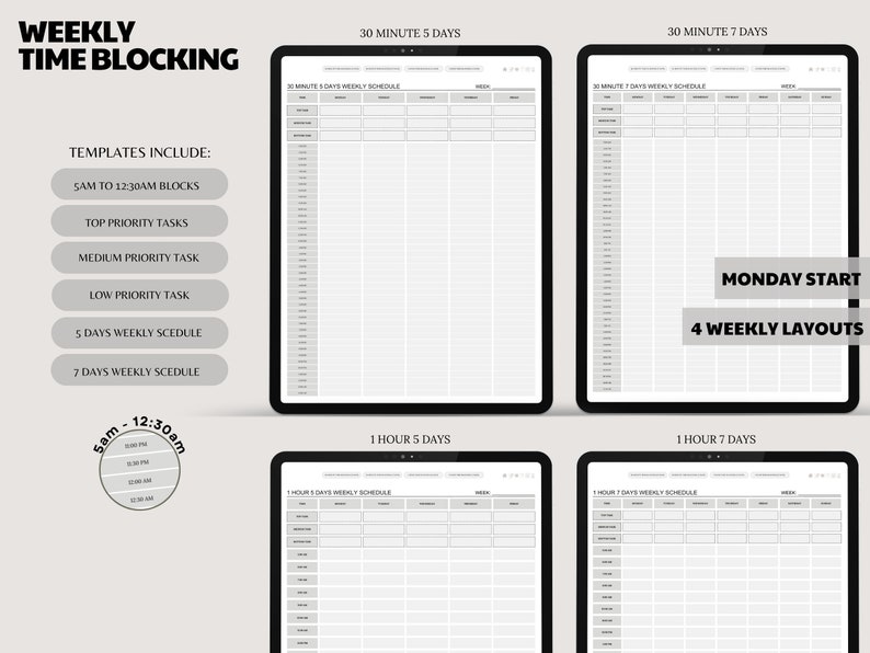 Time Blocking Planner, Daily & Weekly Time Blocking, Monthly Calendar ...