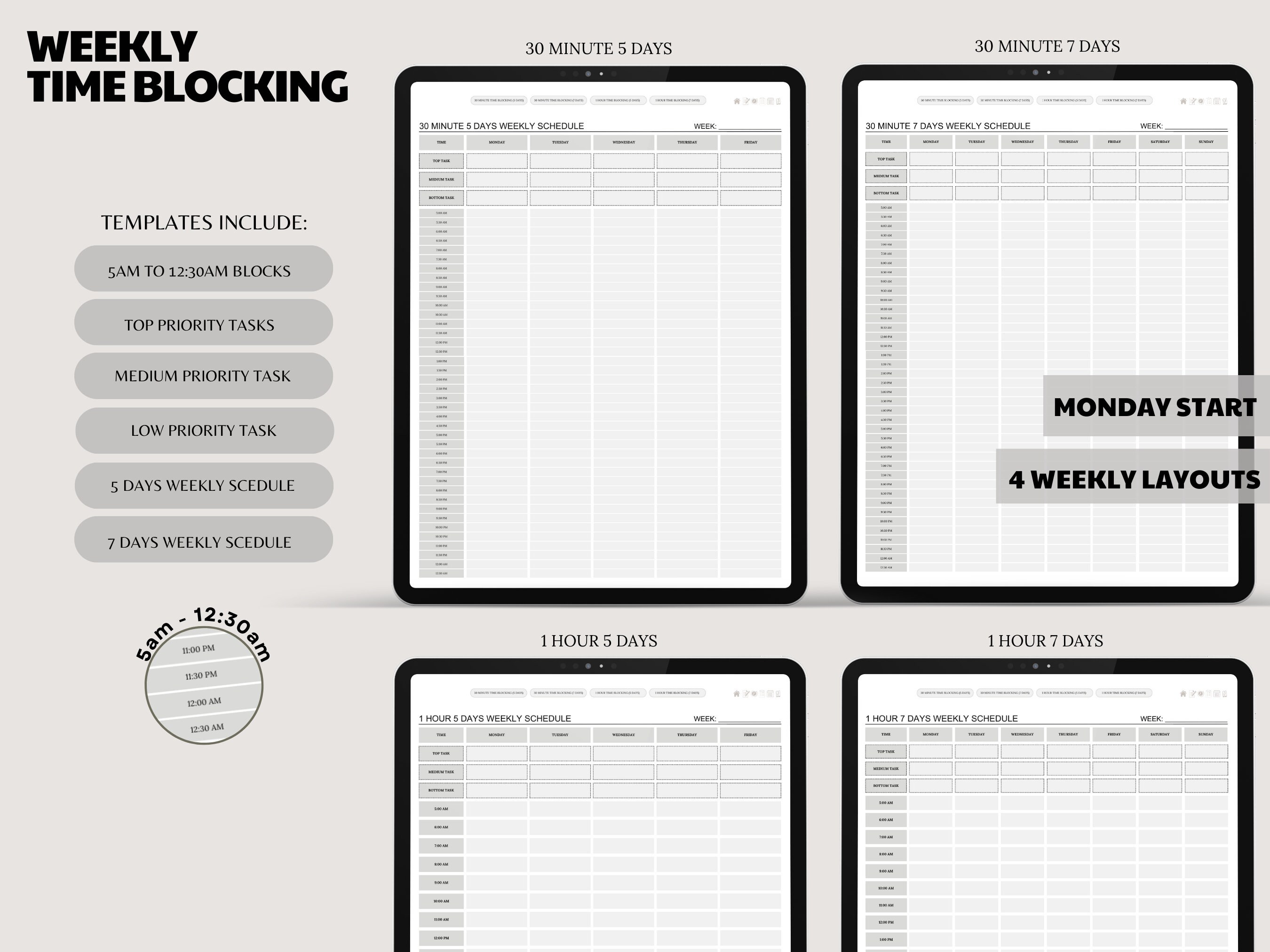 Time Blocking Planner, Daily & Weekly Time Blocking, Monthly Calendar ...