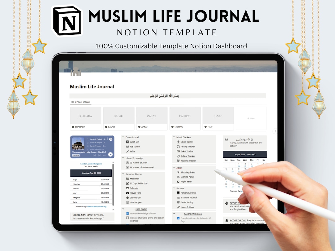 Muslim Life Journal Notion Template, Quran Journal Muslim Notion ...