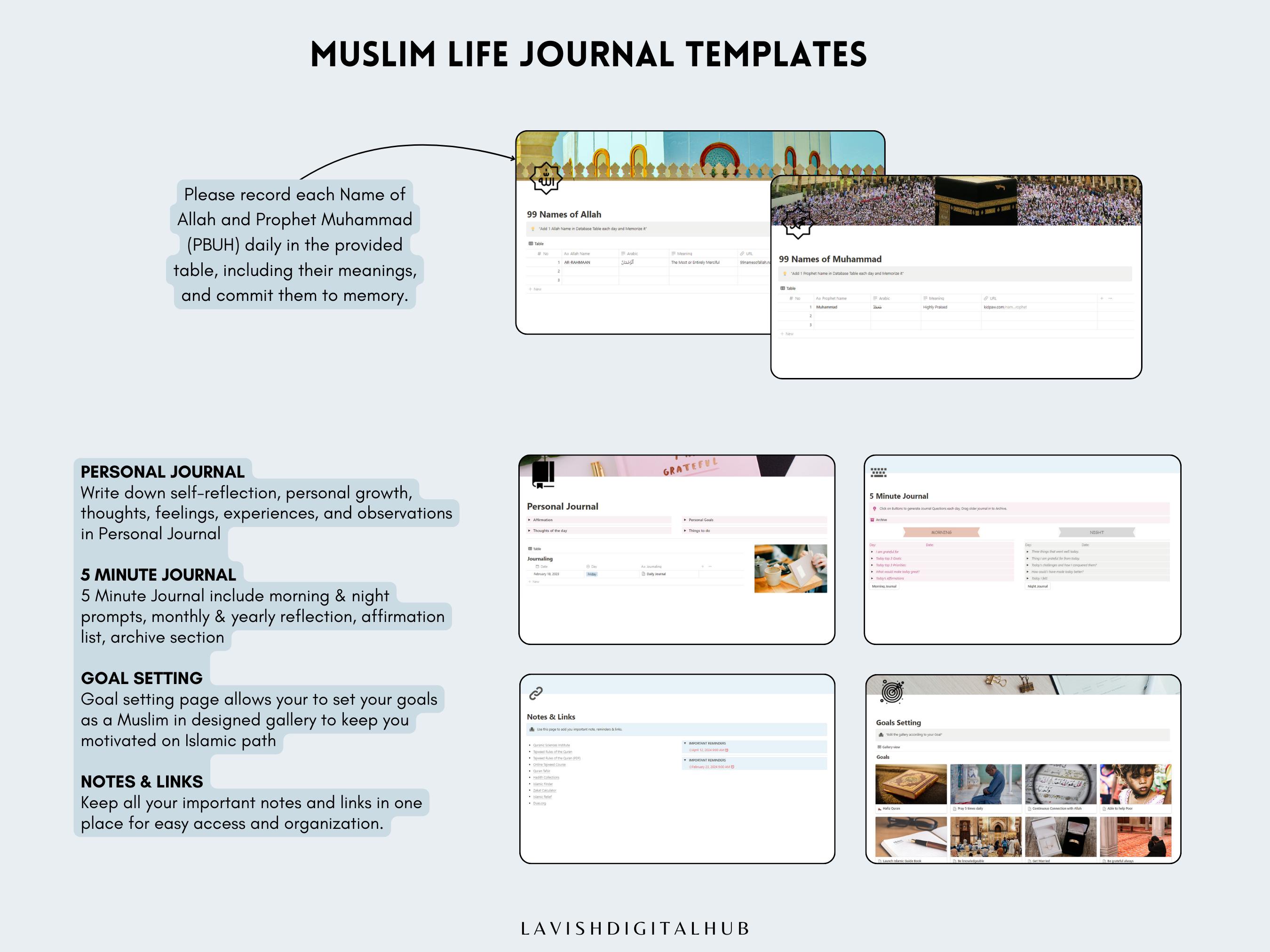 Muslim Life Journal Notion Template, Quran Journal Muslim Notion ...