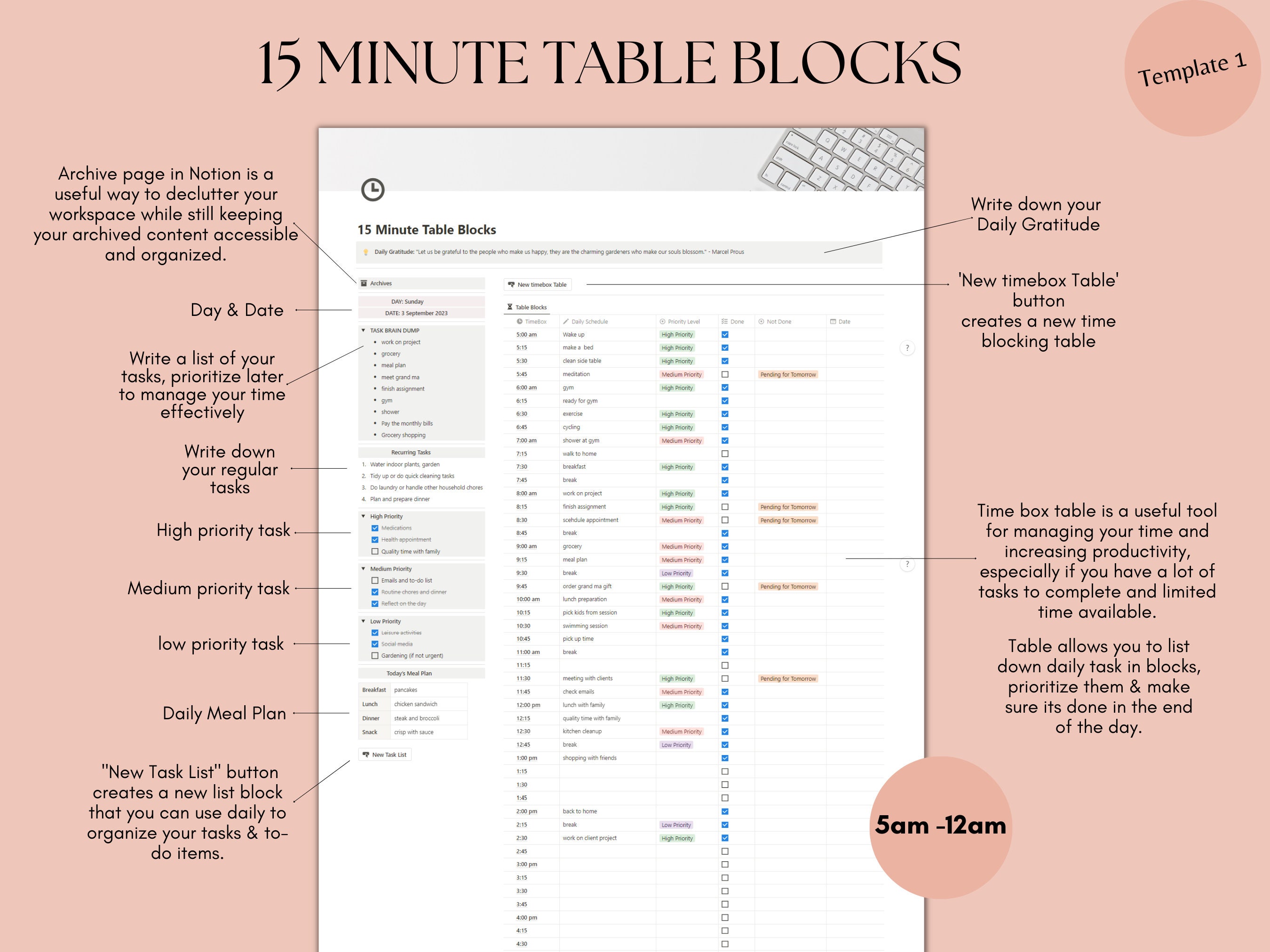 15 Minute Planner Time Blocking Notion Template, Daily Time Boxing ...