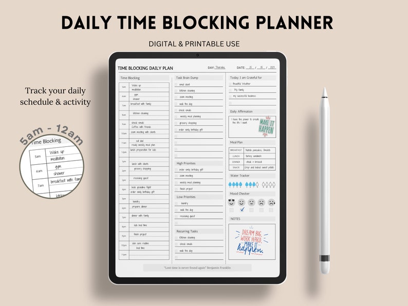 Timeboxing Planner for Daily Schedule, Productivity, Time Management ...