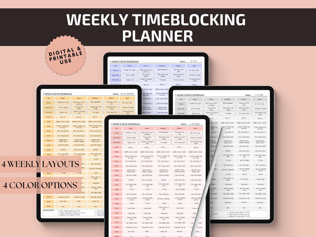 Timeboxing Planner for Weekly Schedule, Productivity, Time Management ...