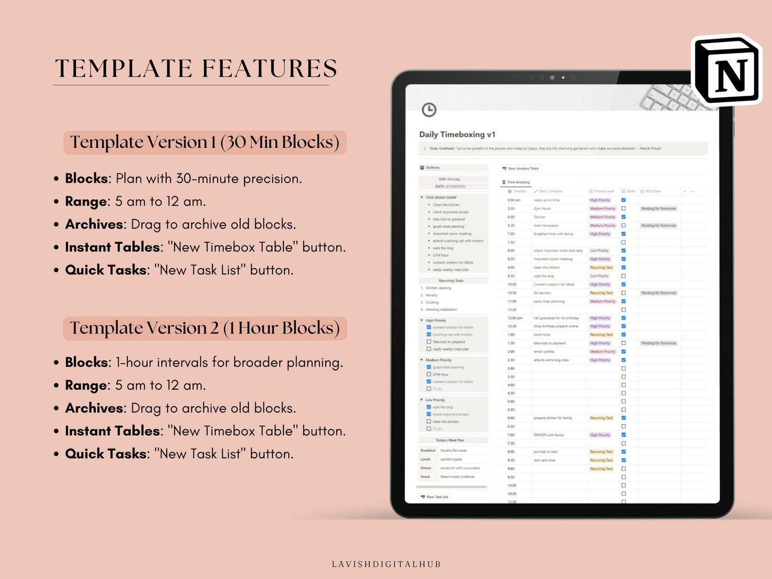 Timeboxing Planner for Daily Schedule, Productivity and Time Management ...