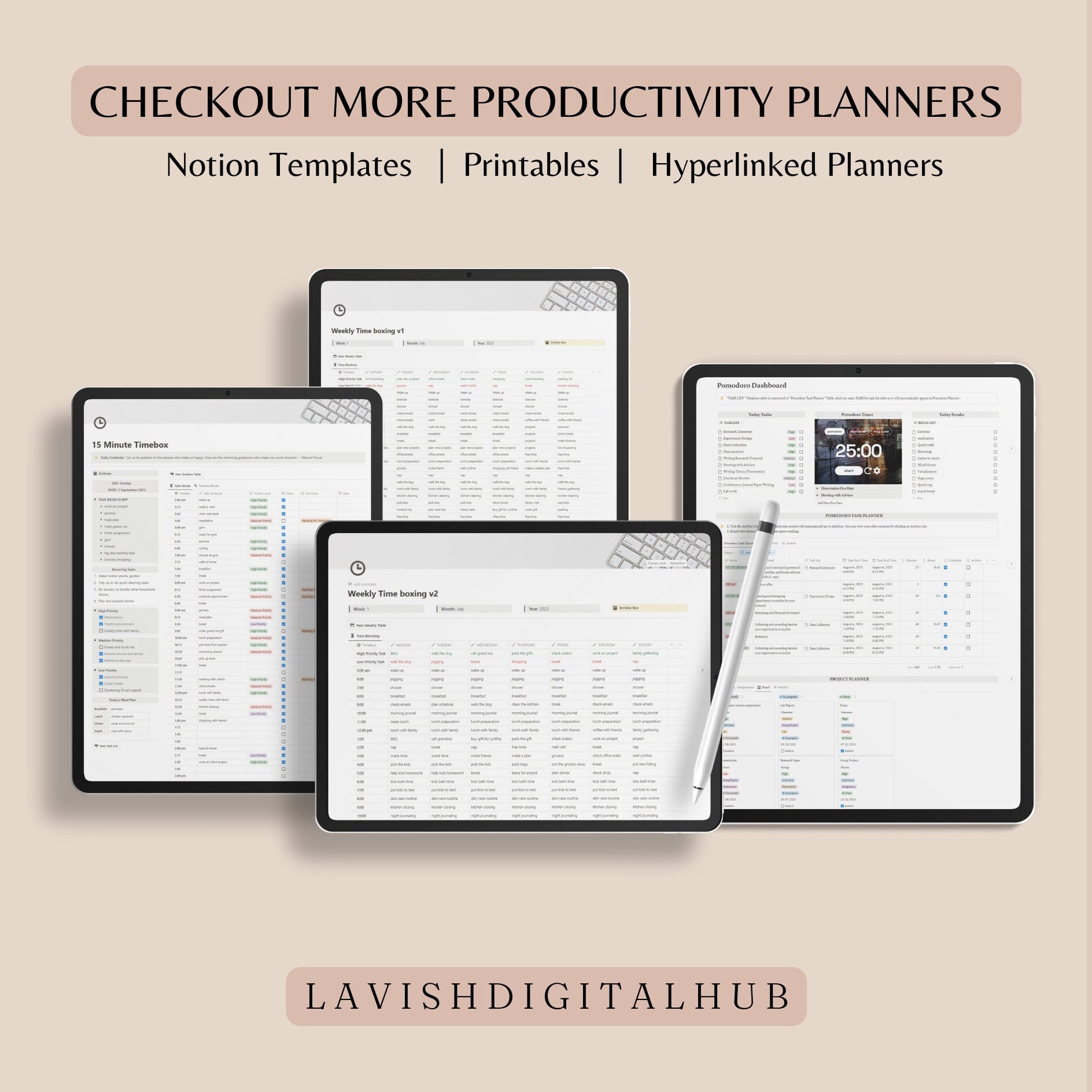 Timeboxing Planner for Daily Schedule, Productivity, Time Management ...