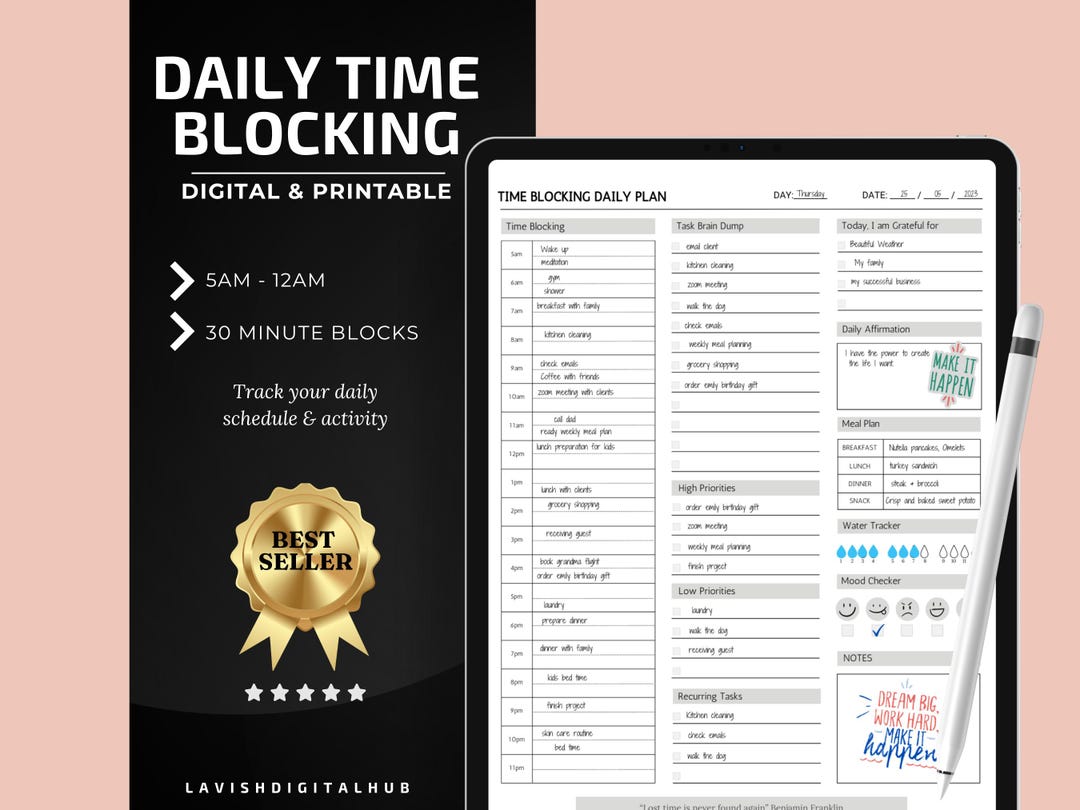Timeboxing Planner for Daily Schedule, Productivity, Time Management ...