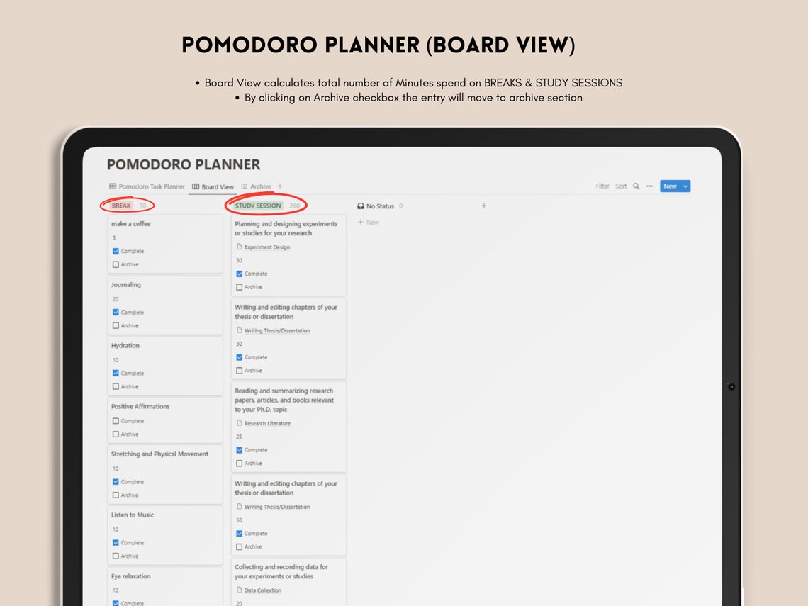 Pomodoro Planner Notion Template, Time Management and Productivity for ...