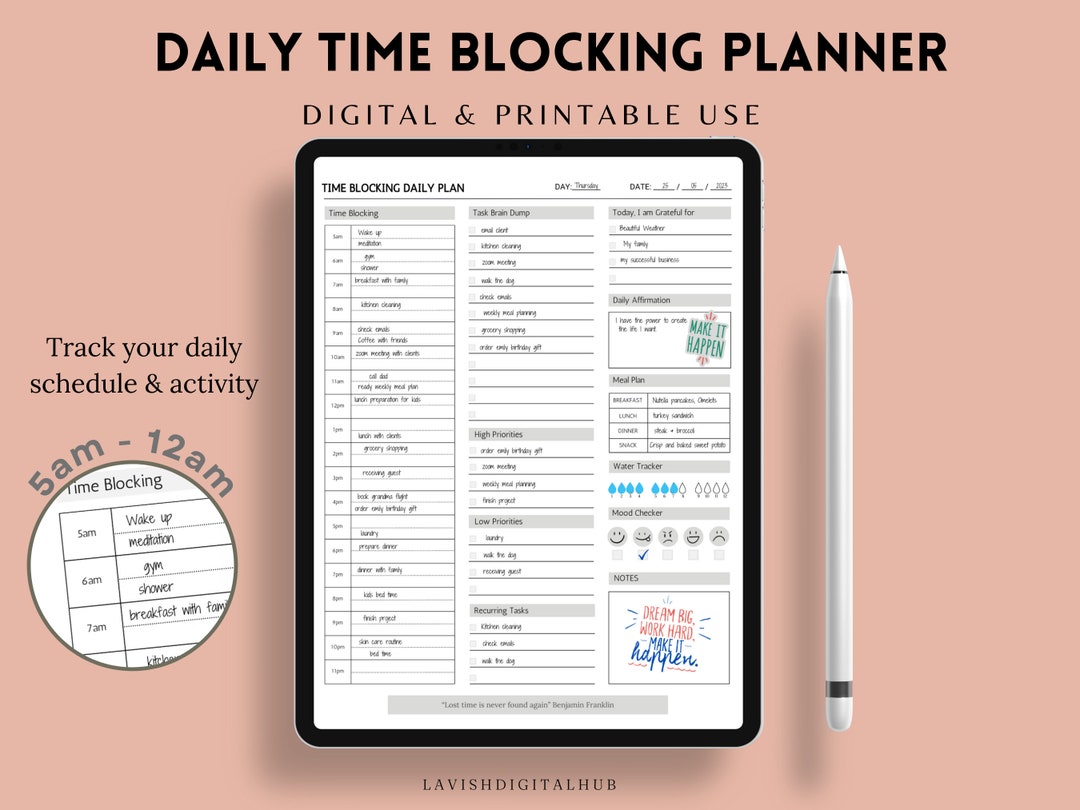 Timeboxing Planner for Daily Schedule, Productivity, Time Management ...