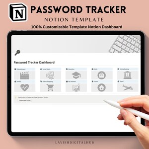 Password Tracker Notion Template, Password Book, Password Keeper, Password Manager, Password Log ...