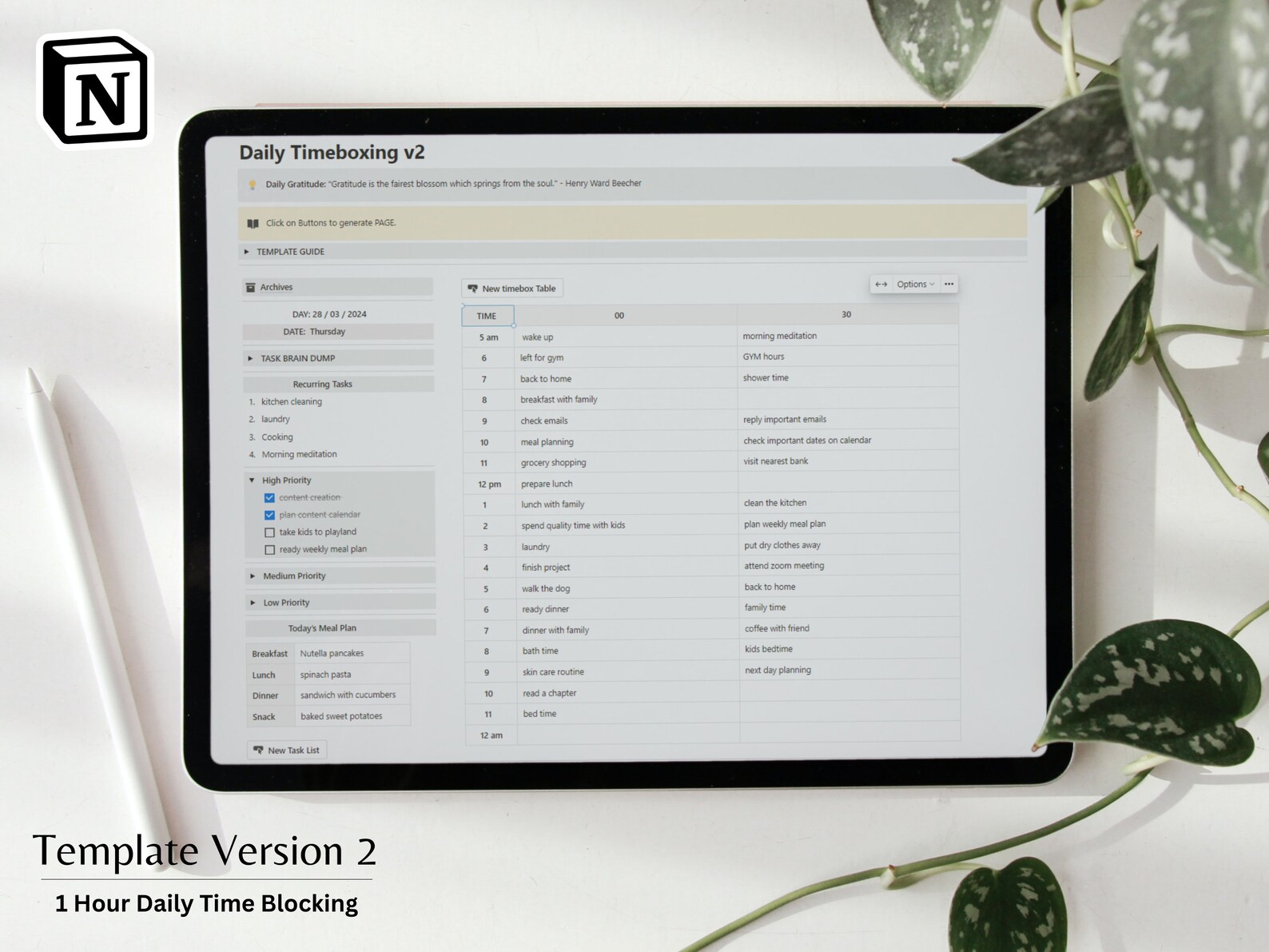 Timeboxing Planner for Daily Schedule, Productivity and Time Management ...