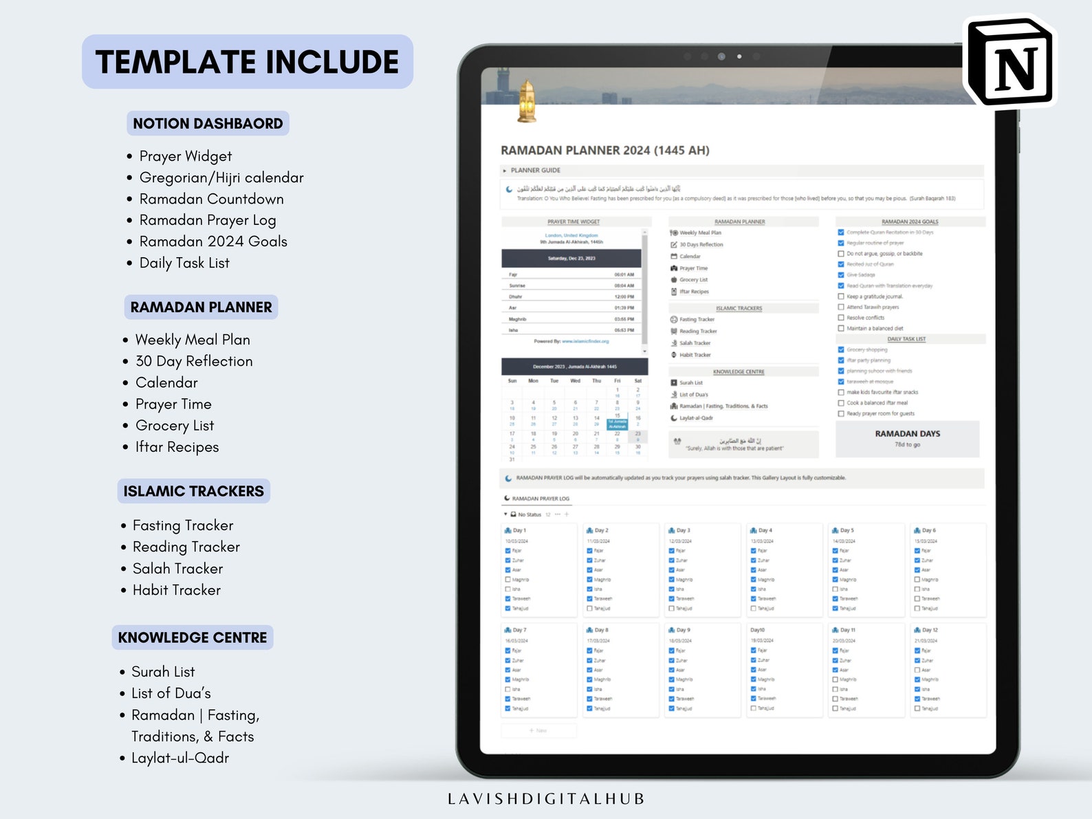 Ramadan Planner Notion Template, Salat Tracker Ramadhan 2024, the ...