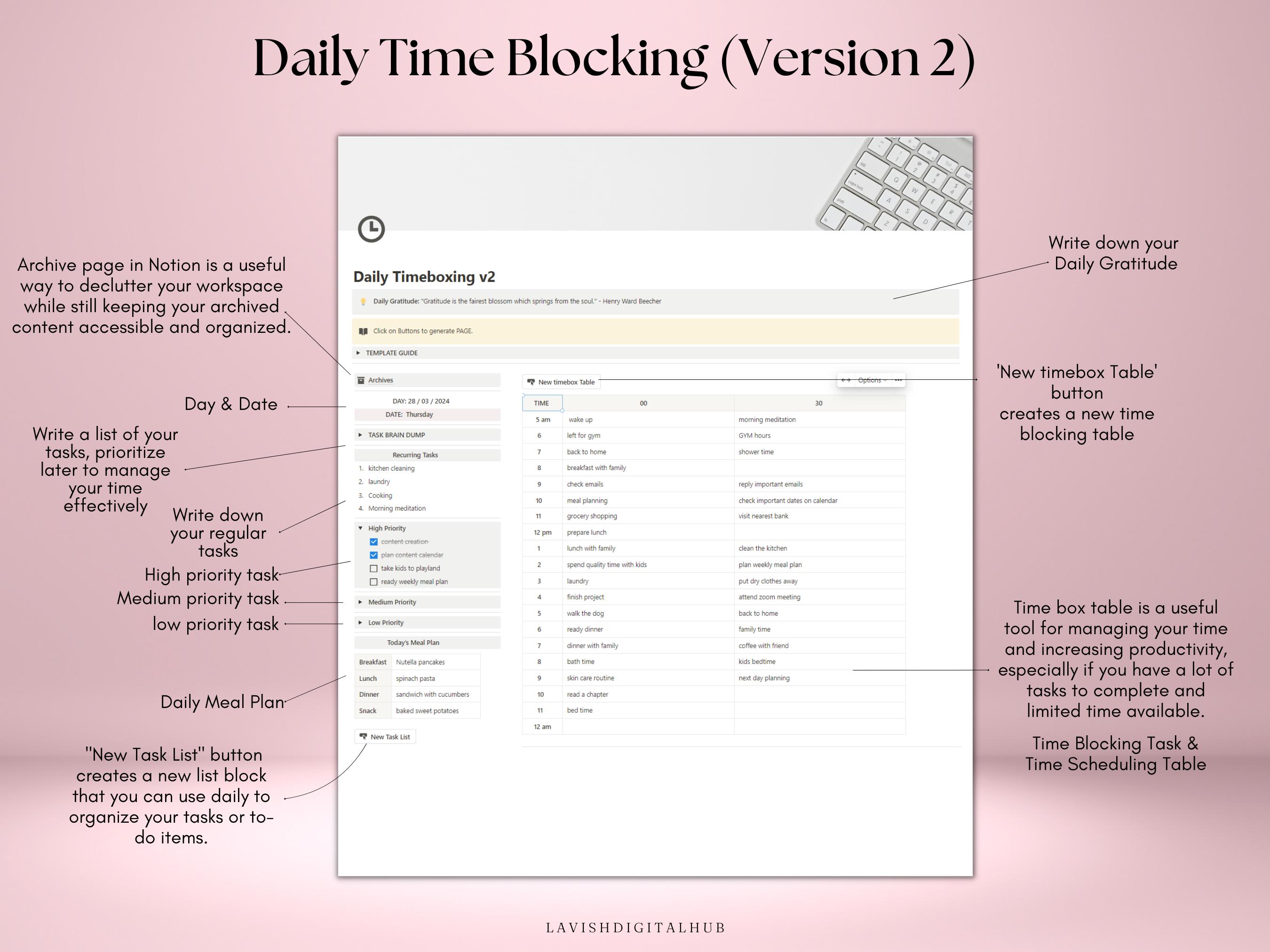 Timeboxing Planner for Daily Schedule, Productivity and Time Management ...