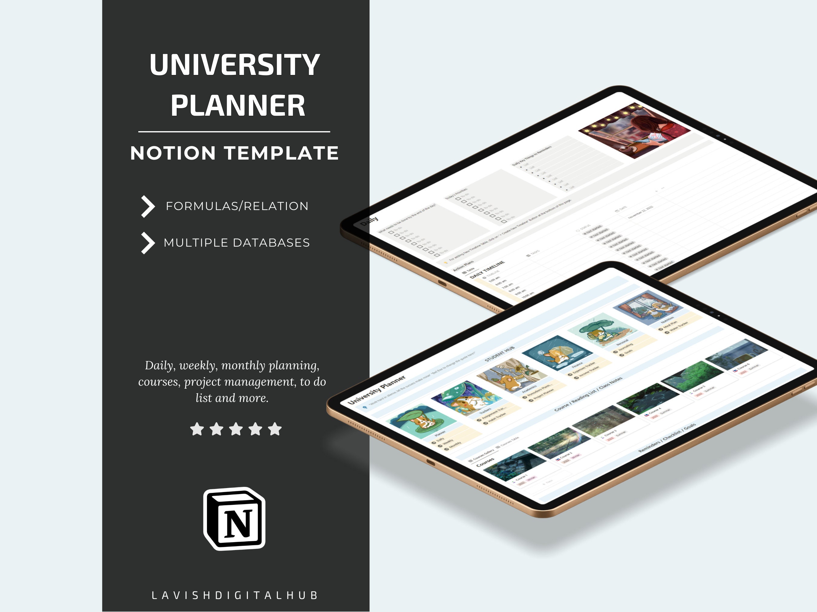 University Planner for Students, Notion Dashboard, Notion Template 100% ...