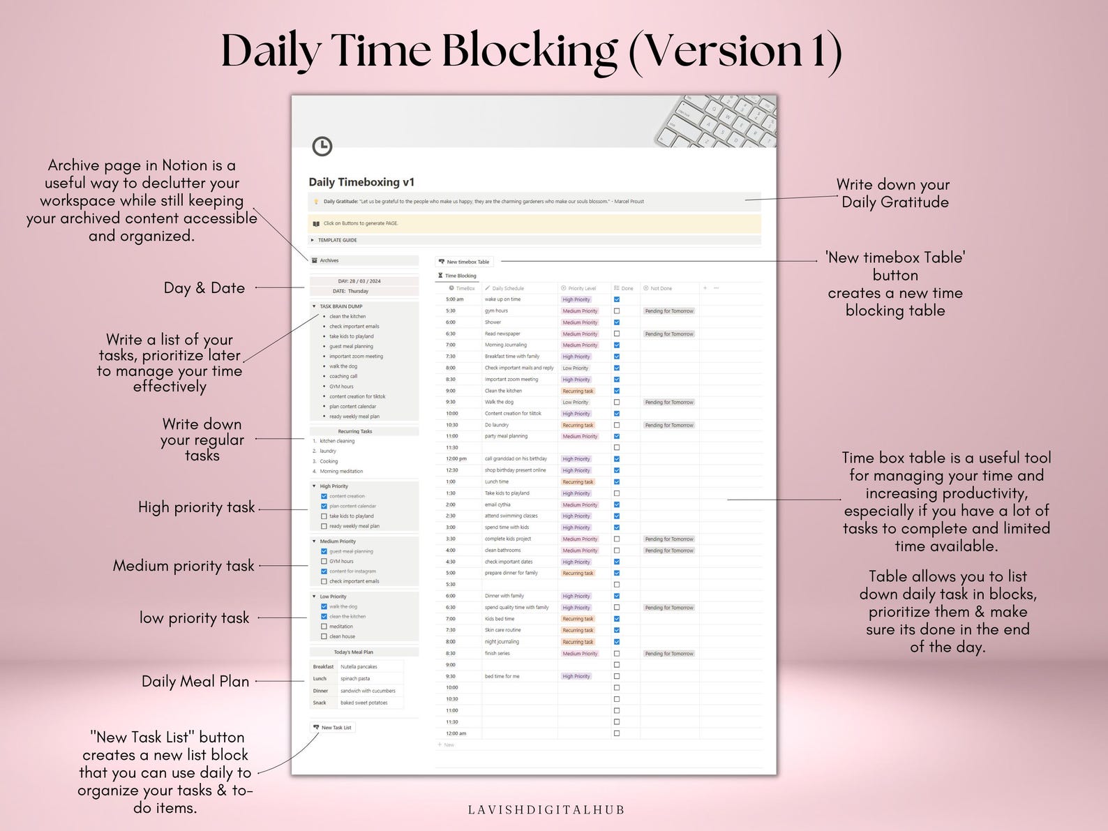 Timeboxing Planner for Daily Schedule, Productivity and Time Management ...