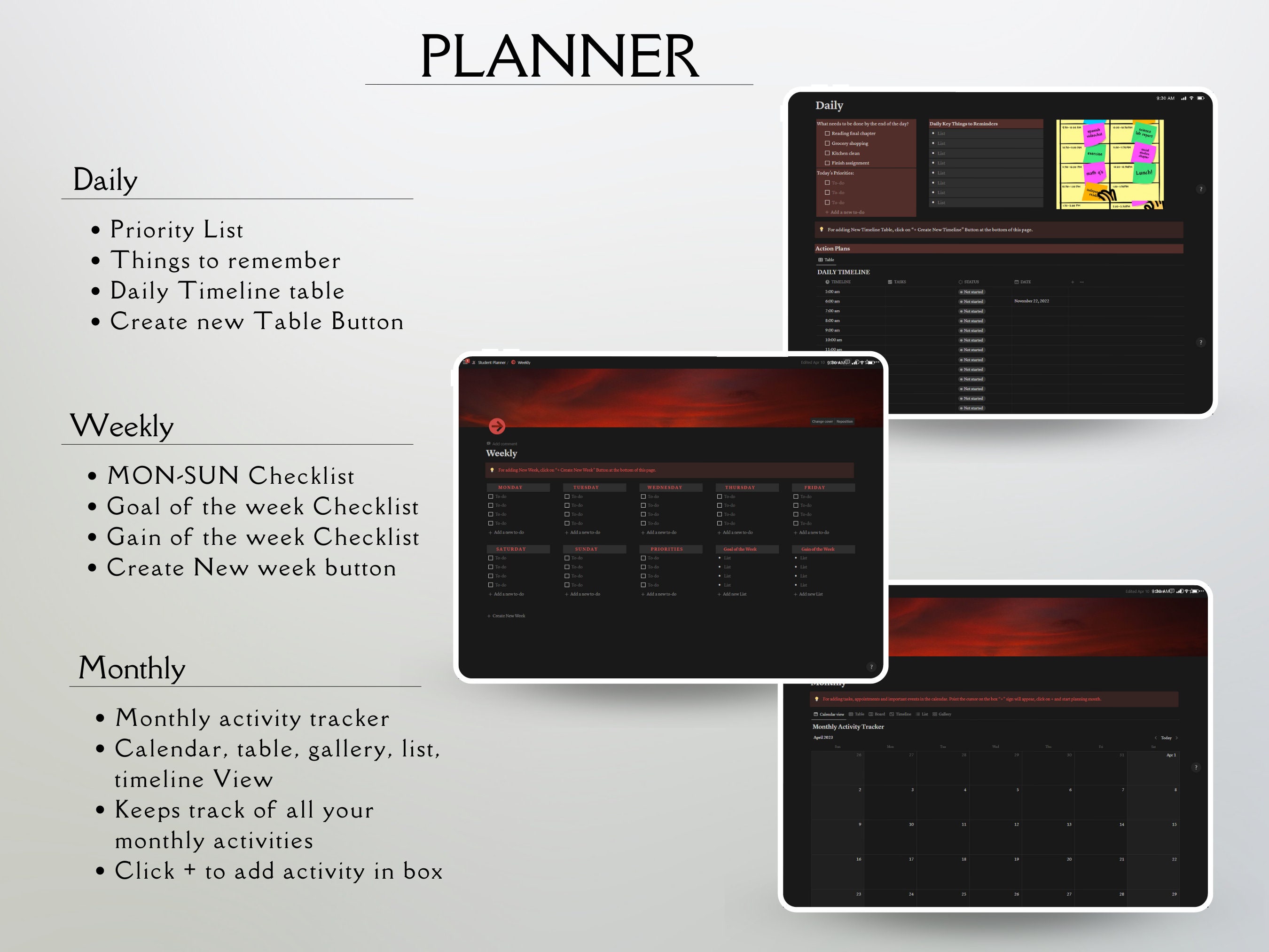 Student Planner for Notion, Notion Dashboard, Notion Template 100% ...