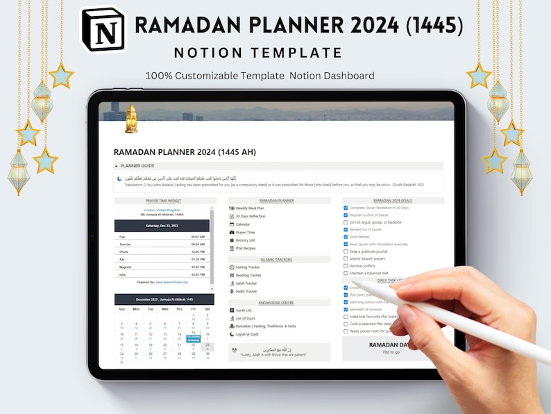 Ramadan Planner Notion Template, Salat Tracker Ramadhan 2024, the Ramadan Islamic Digital ...