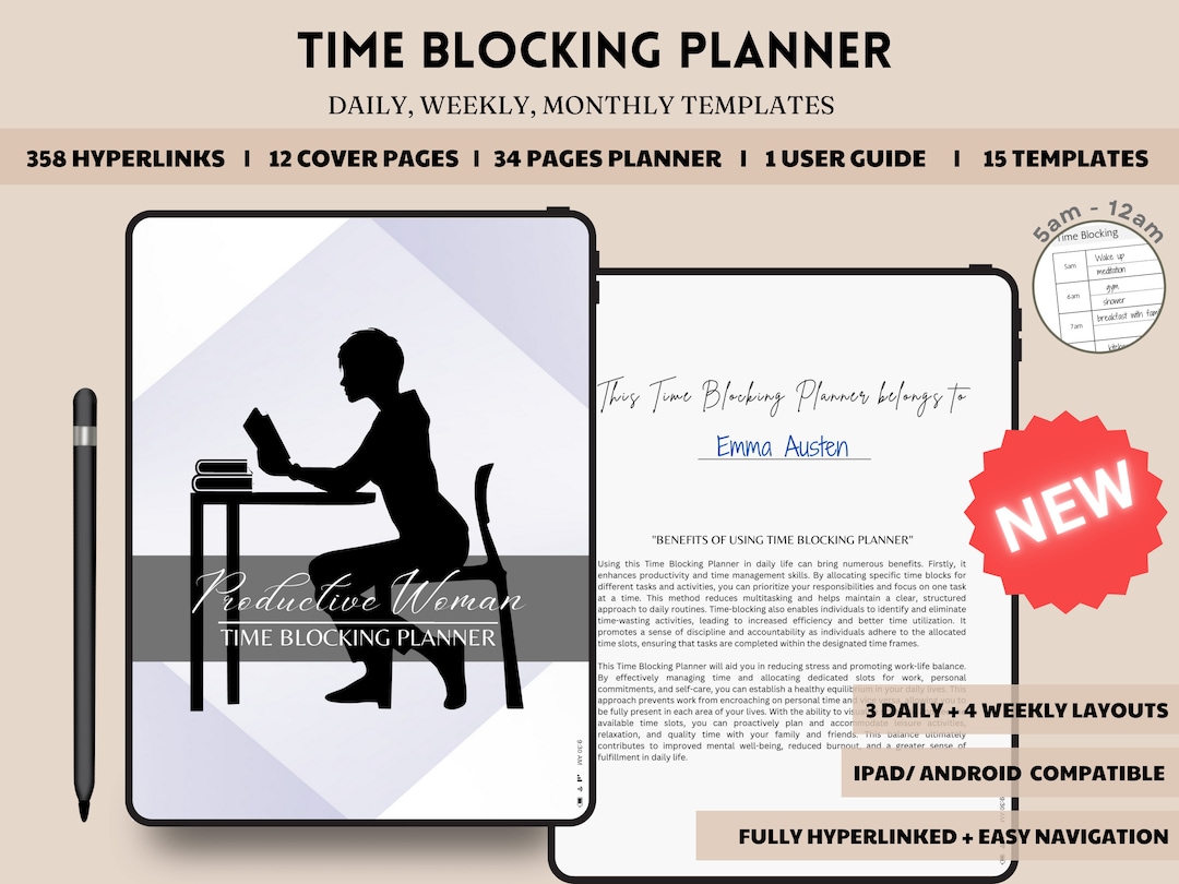 Time Blocking Planner, Daily & Weekly Time Blocking, Monthly Calendar ...