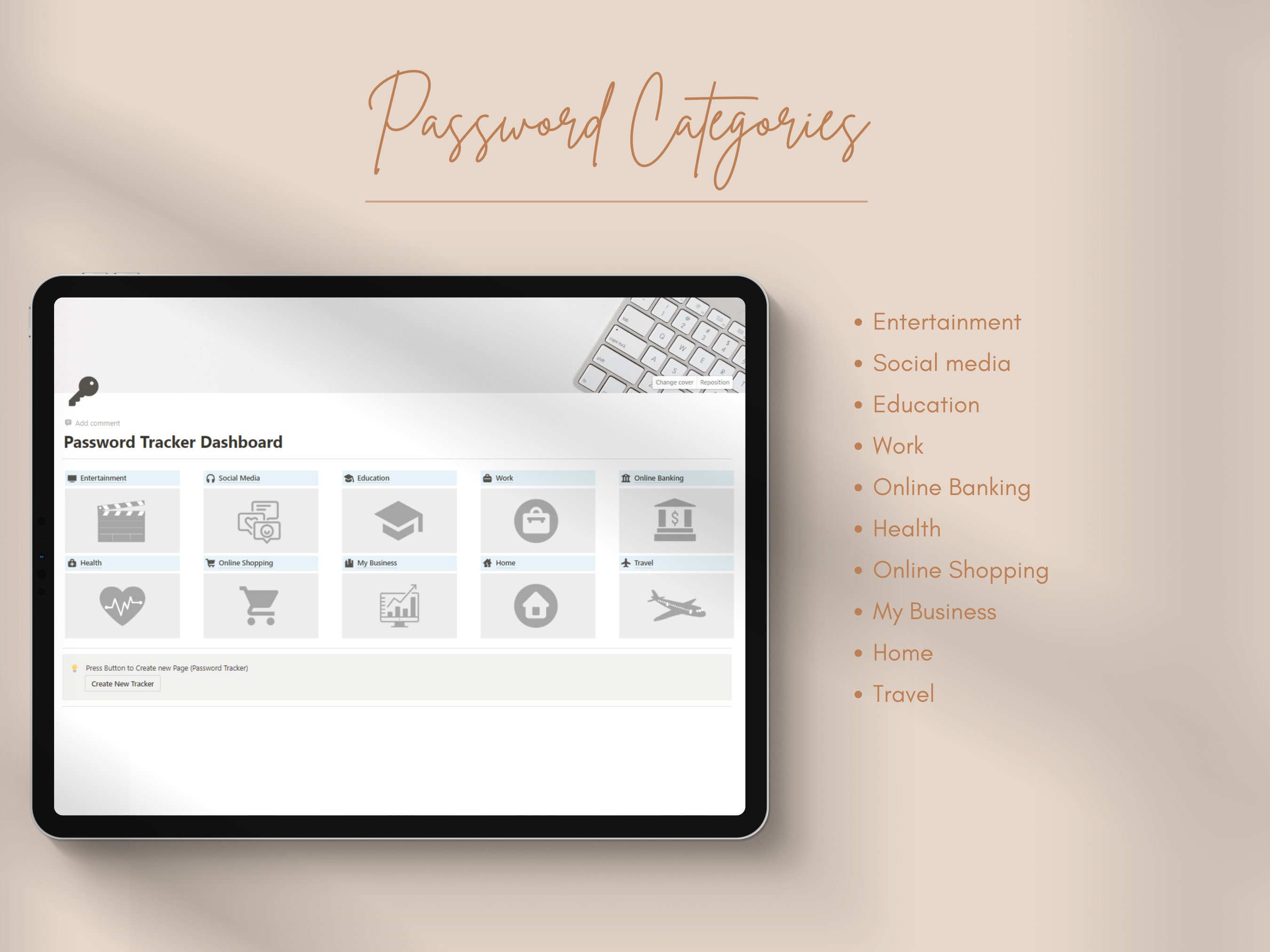 Password Tracker Notion Template, Password Book, Password Keeper, Password Manager, Password Log ...