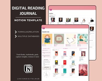 Reading Journal Notion Template Book Tracker Notion Dashboard for Books Digital Reading Planner ...