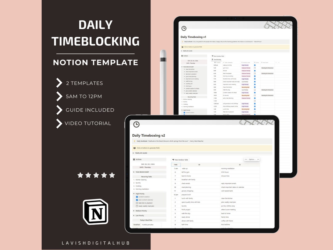 Timeboxing Planner for Daily Schedule, Productivity and Time Management ...
