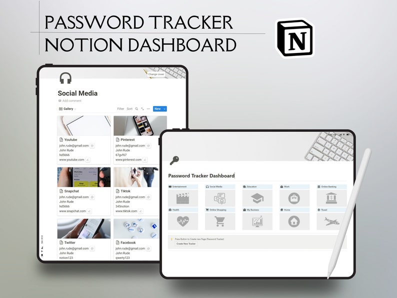 Password Tracker Notion Template Password Book Password - Etsy