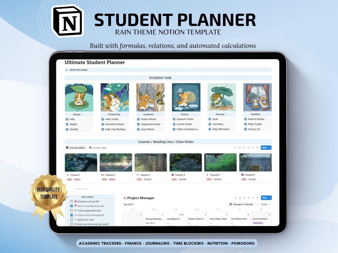 Notion Template Student Planner Academic Planner School Planner Notion ...