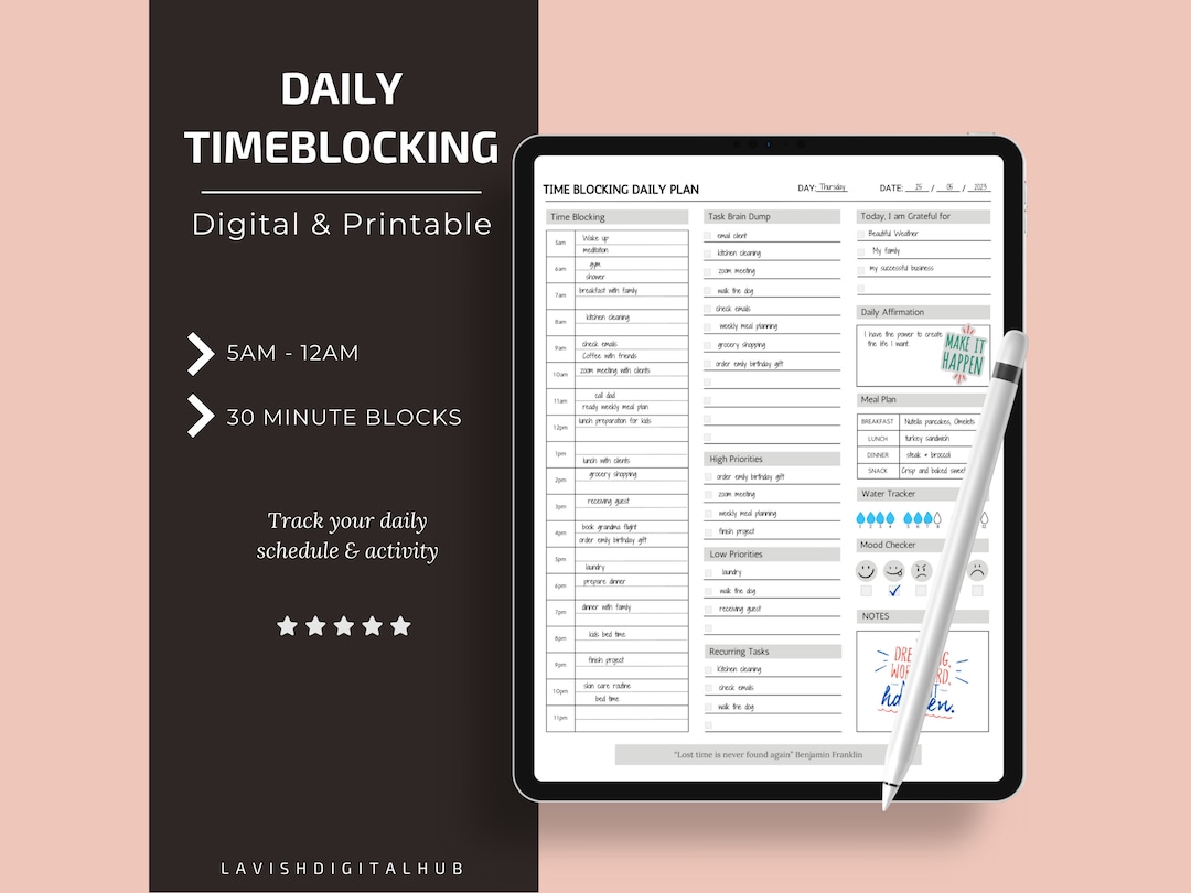 Timeboxing Planner for Daily Schedule, Productivity, Time Management ...