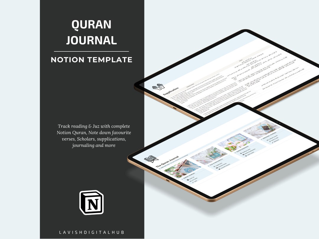 Quran Journal Notion Template, Digital Muslim Planner, Deen Journal ...