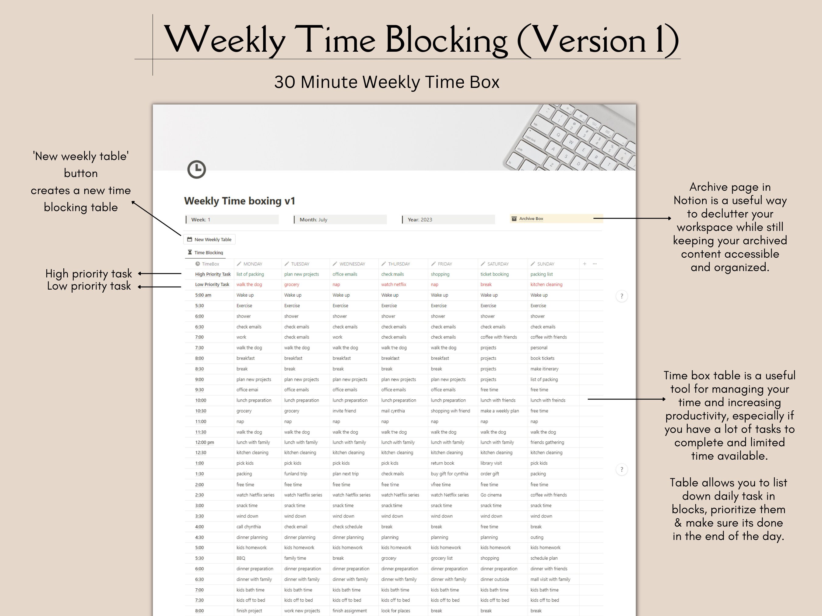 Timeboxing Planner for Weekly Schedule, Productivity and Time ...