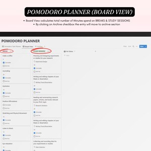 Pomodoro Planner Notion Template, Time Management and Productivity for Students, Task Project ...