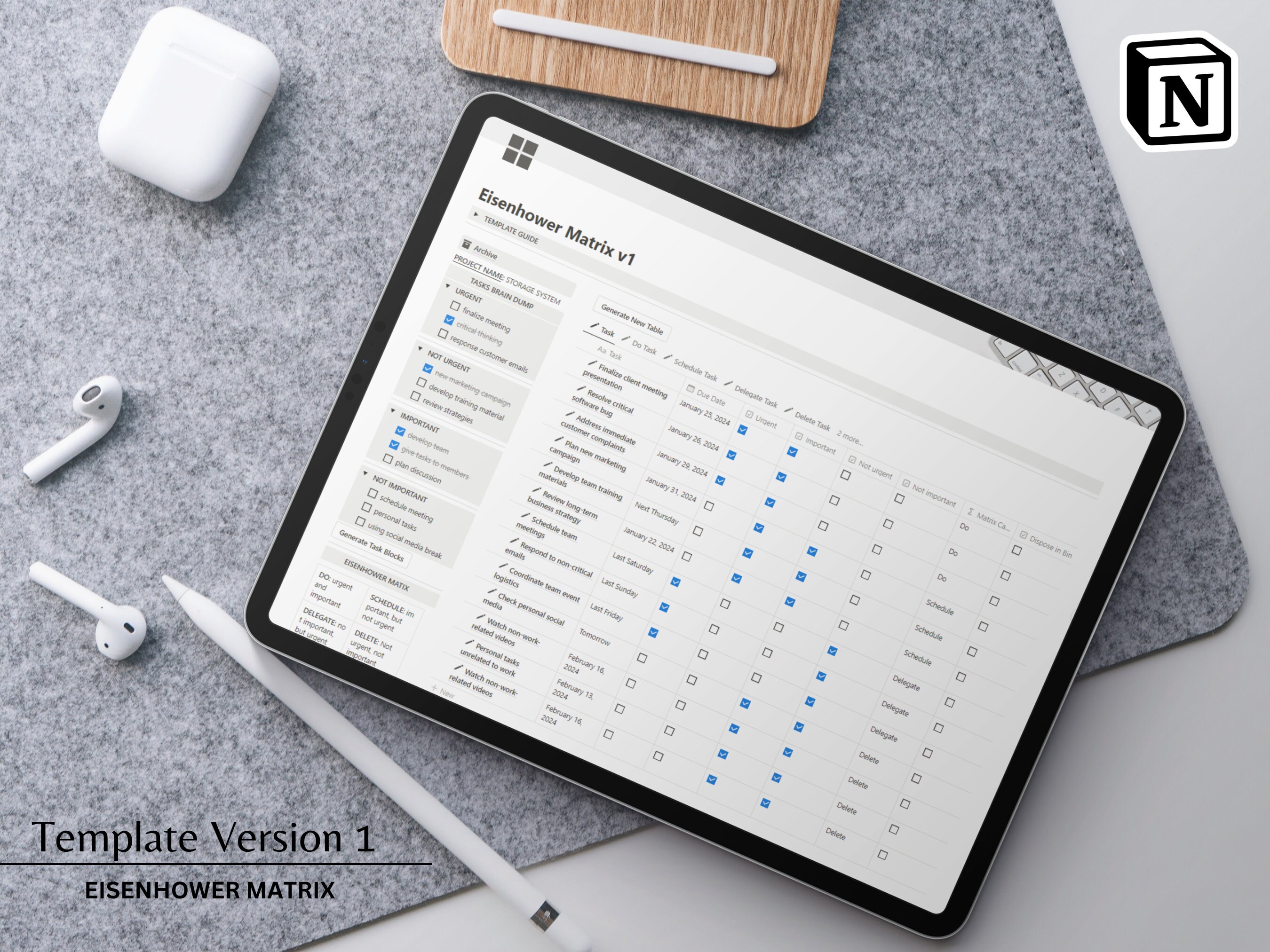Eisenhower Matrix Notion Template, Eisenhower Matrix Planner, Task ...