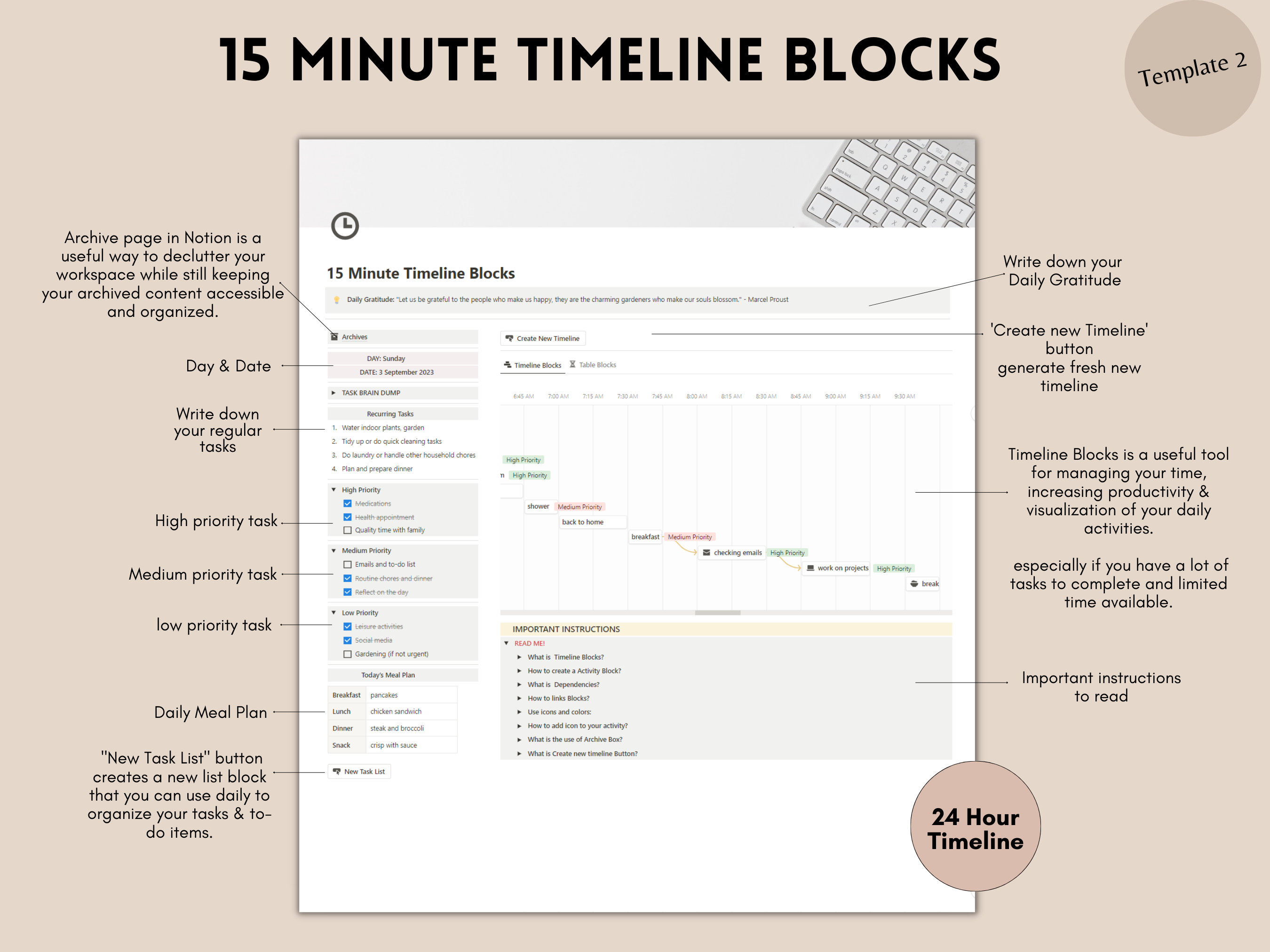 15 Minute Planner Time Blocking Notion Template, Daily Time Boxing ...