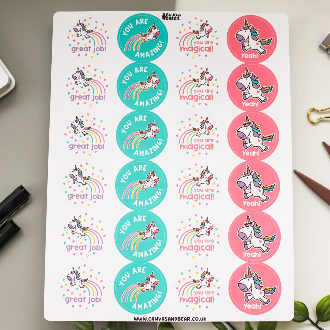 Unicorn Reward Stickers Achievement Stickers for Teachers / - Etsy