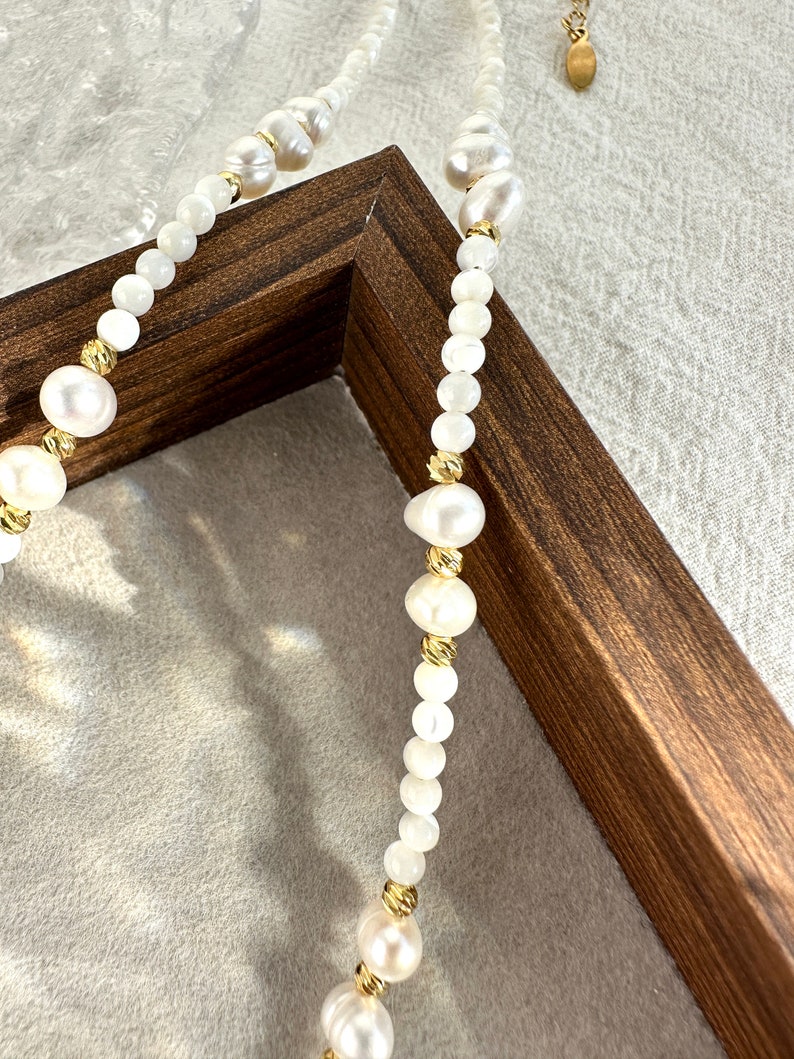 Pearl Natural Stone Necklace,boho Beaded Choker,dainty White Necklace ...