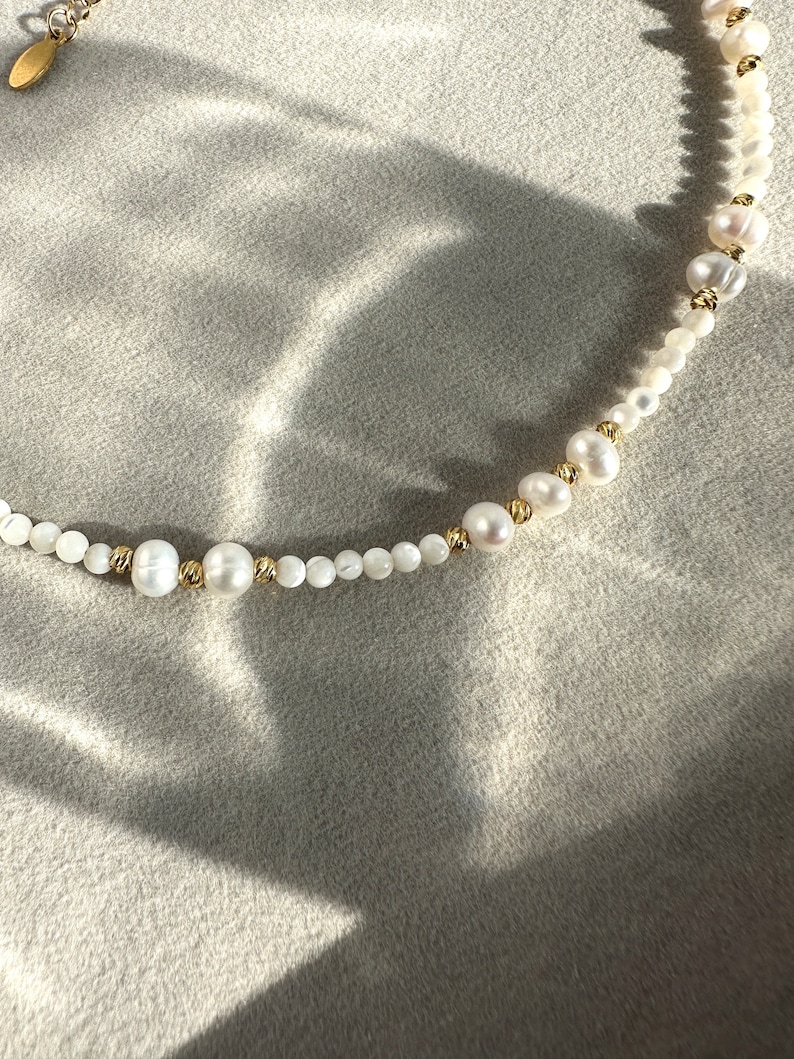 Pearl Natural Stone Necklace,boho Beaded Choker,dainty White Necklace ...