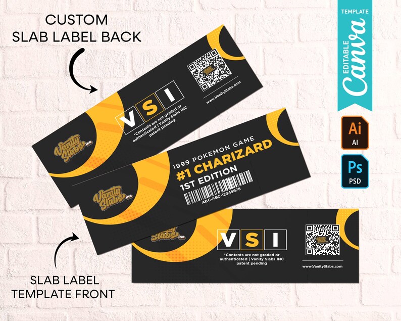 DIY Label Design for Treading Card Holder, Trading Card Slab Label ...