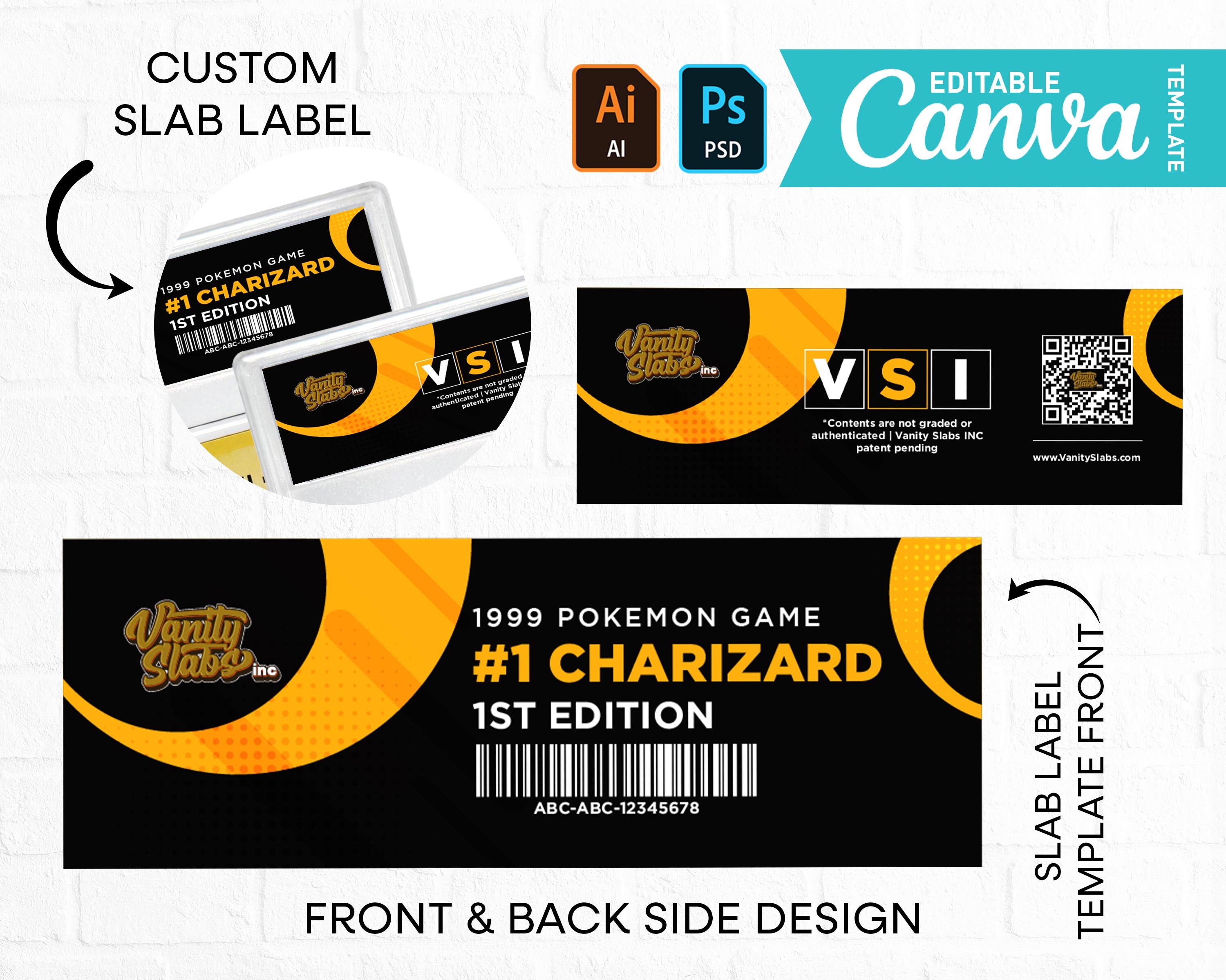 DIY Label Design for Treading Card Holder, Trading Card Slab Label ...