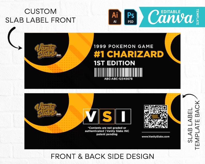 DIY Label Design for Treading Card Holder, Trading Card Slab Label ...