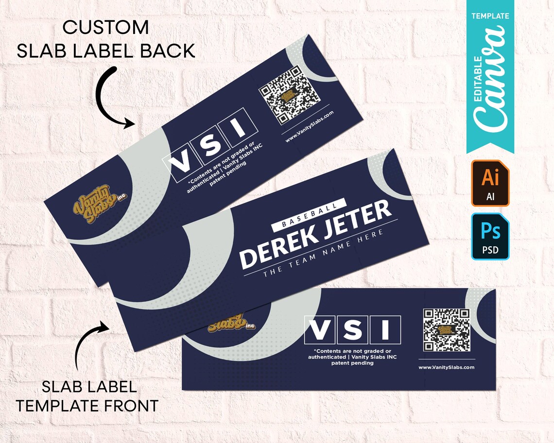 Editable Label Design for Treading Card Holder, Trading Card Slab Label ...