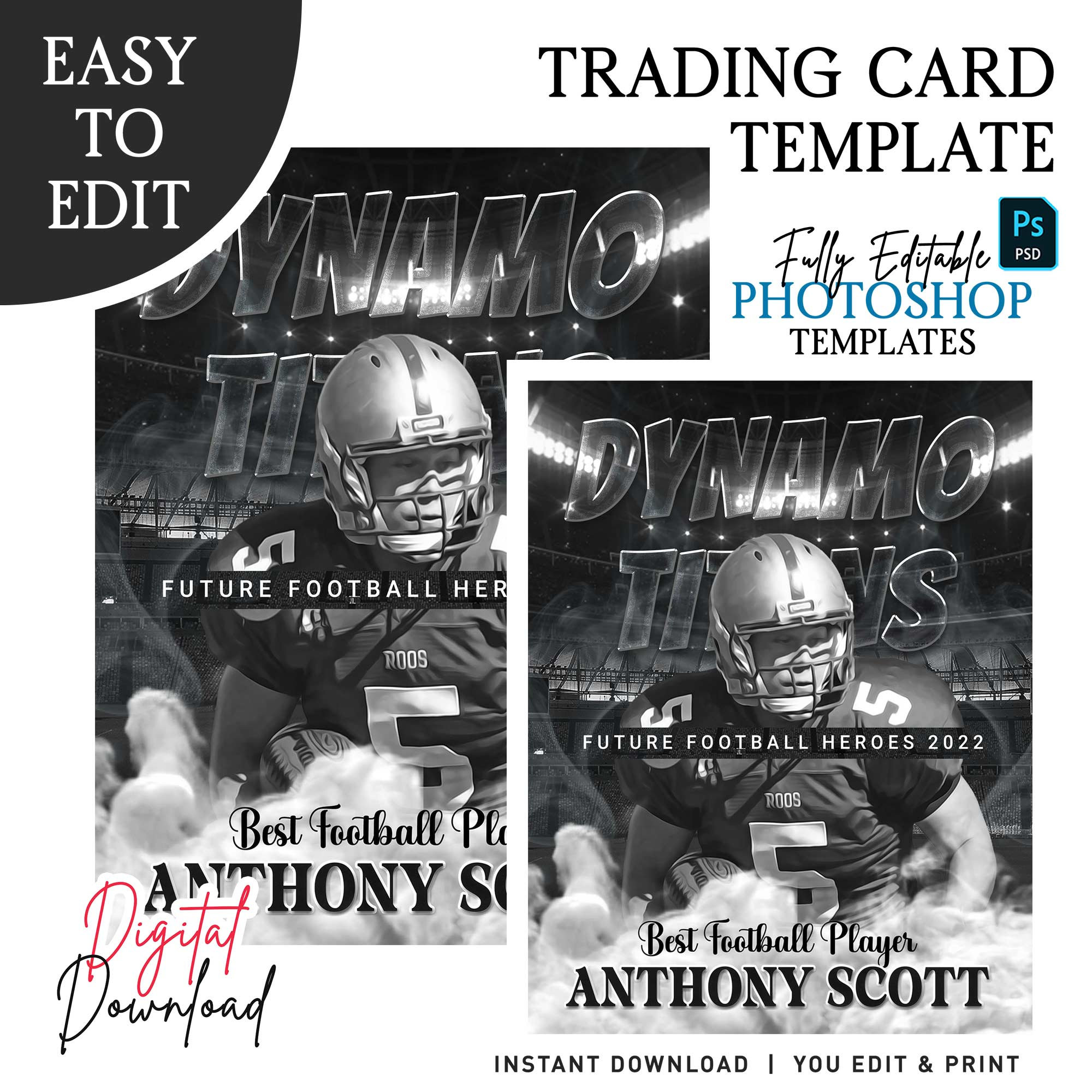 Custom Sports Card Photoshop Template, Sports Card Template, Sports ...