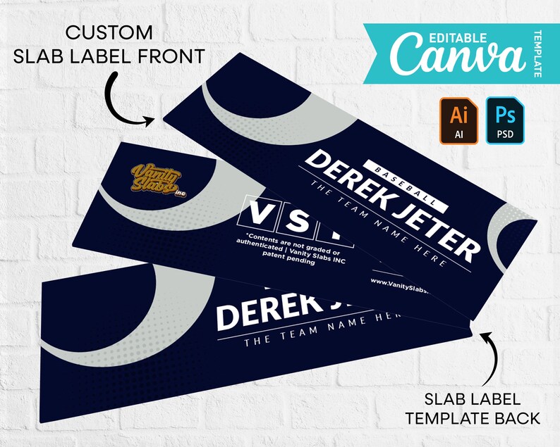 Editable Label Design for Treading Card Holder, Trading Card Slab Label ...