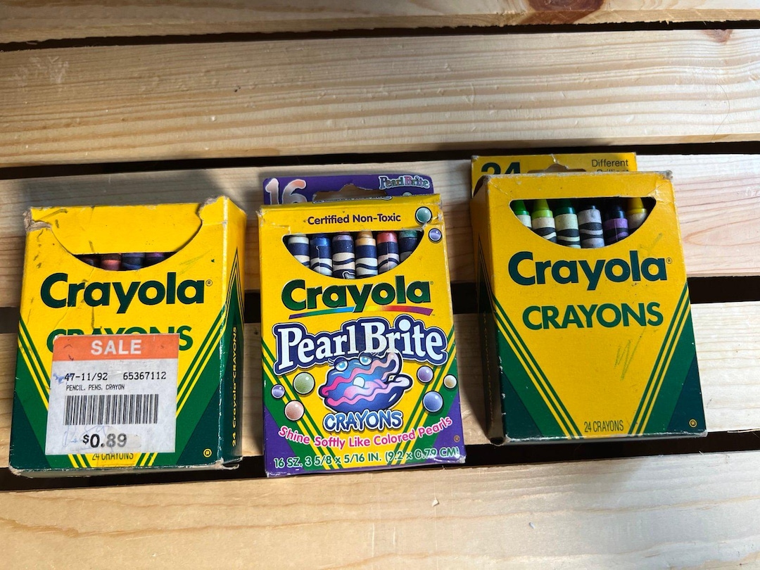 Vintage Crayola Pearl Brite 16 Ct Crayons Plus 2 More Vintage Packs of ...