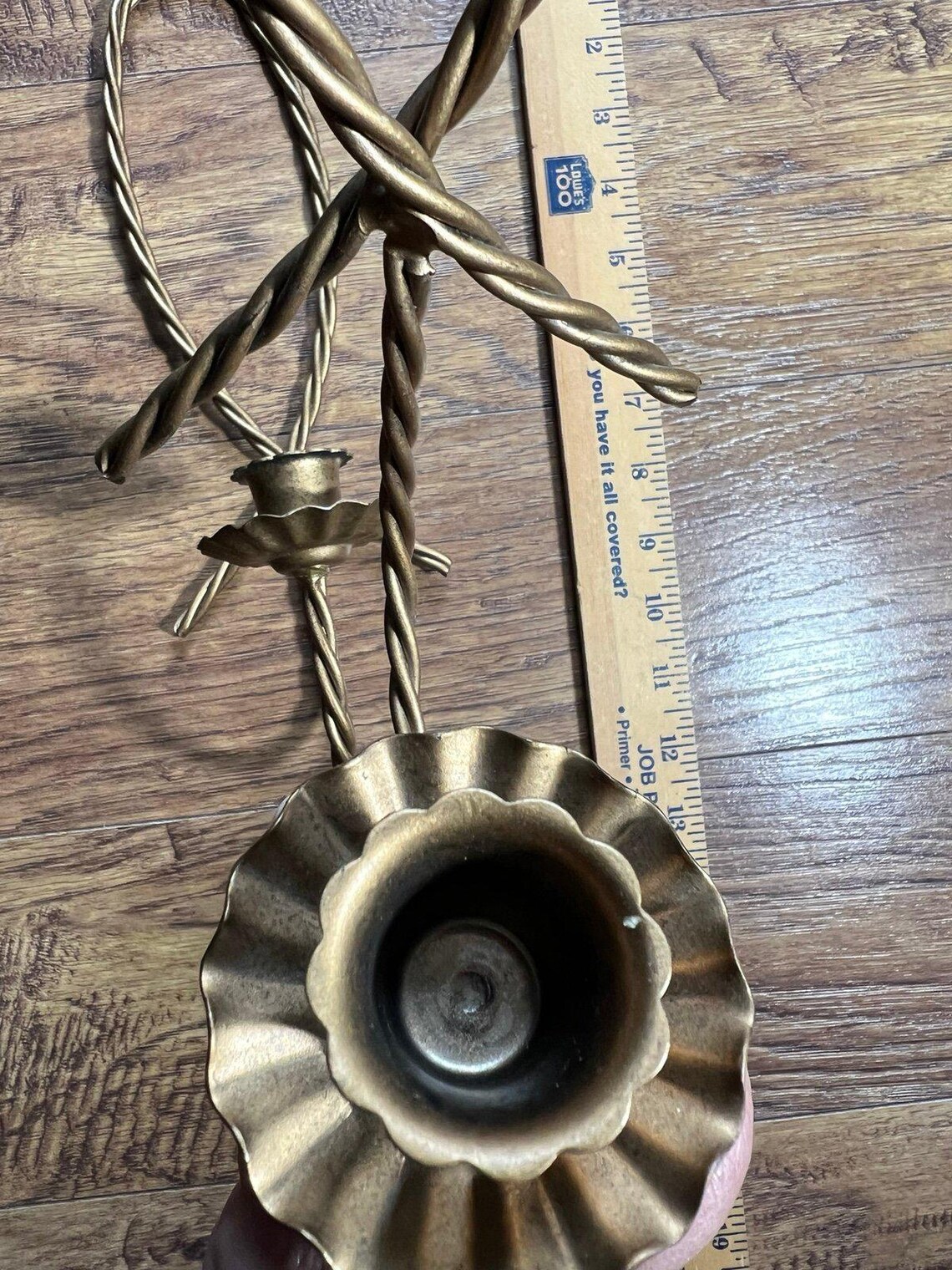 Vintage Pair Home Interior Gold Metal Twisted Rope Candle Holders Wall ...