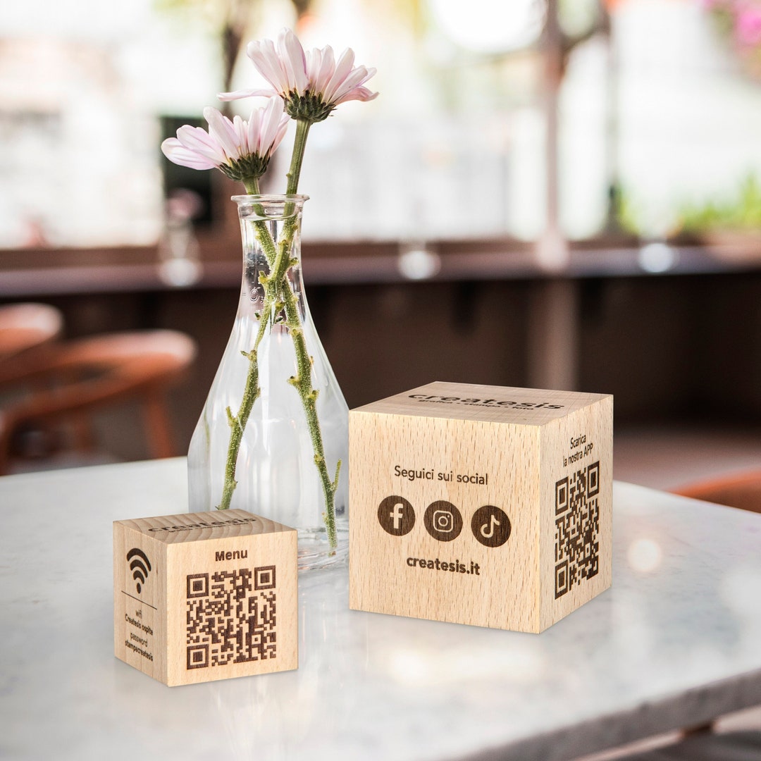 Personalized Wooden Cubes With QR Code - 5-7 Cm Table Markers - Etsy