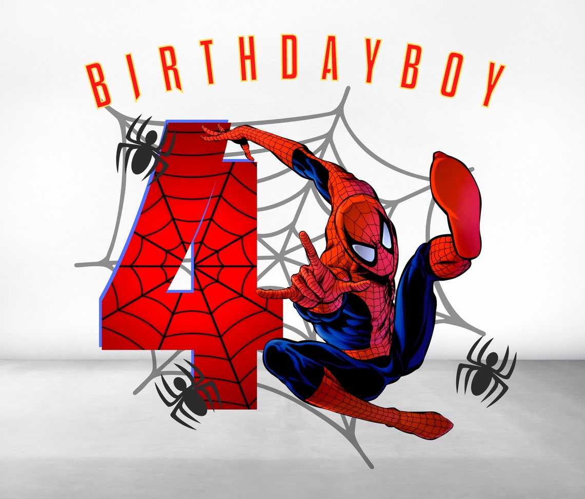 Spiderman 4th Birthday Boy Png / Spiderman Birthday Png - Etsy México