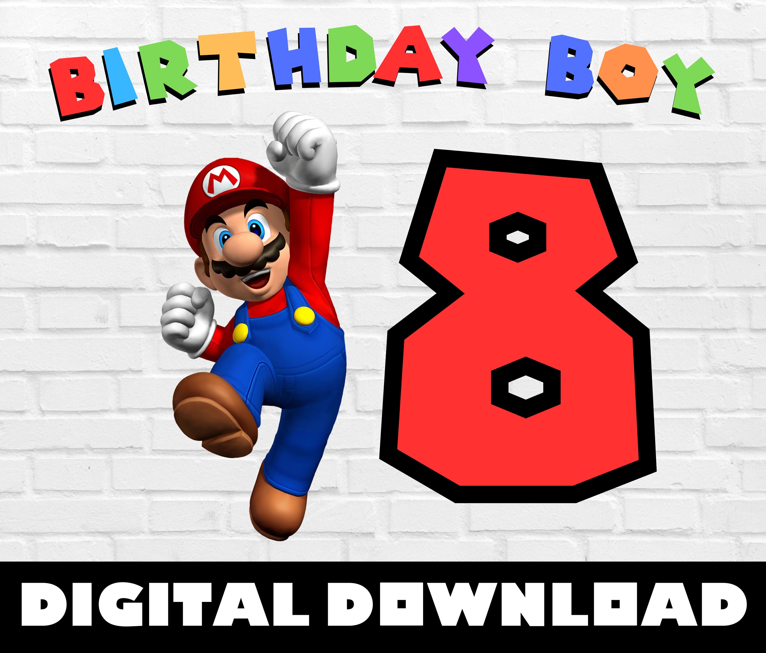 Super Mario 8th Birthday Png Super Mario Png - Etsy Australia