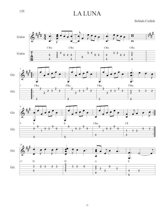 La Luna Fingerstyle Guitar Tabs - Etsy