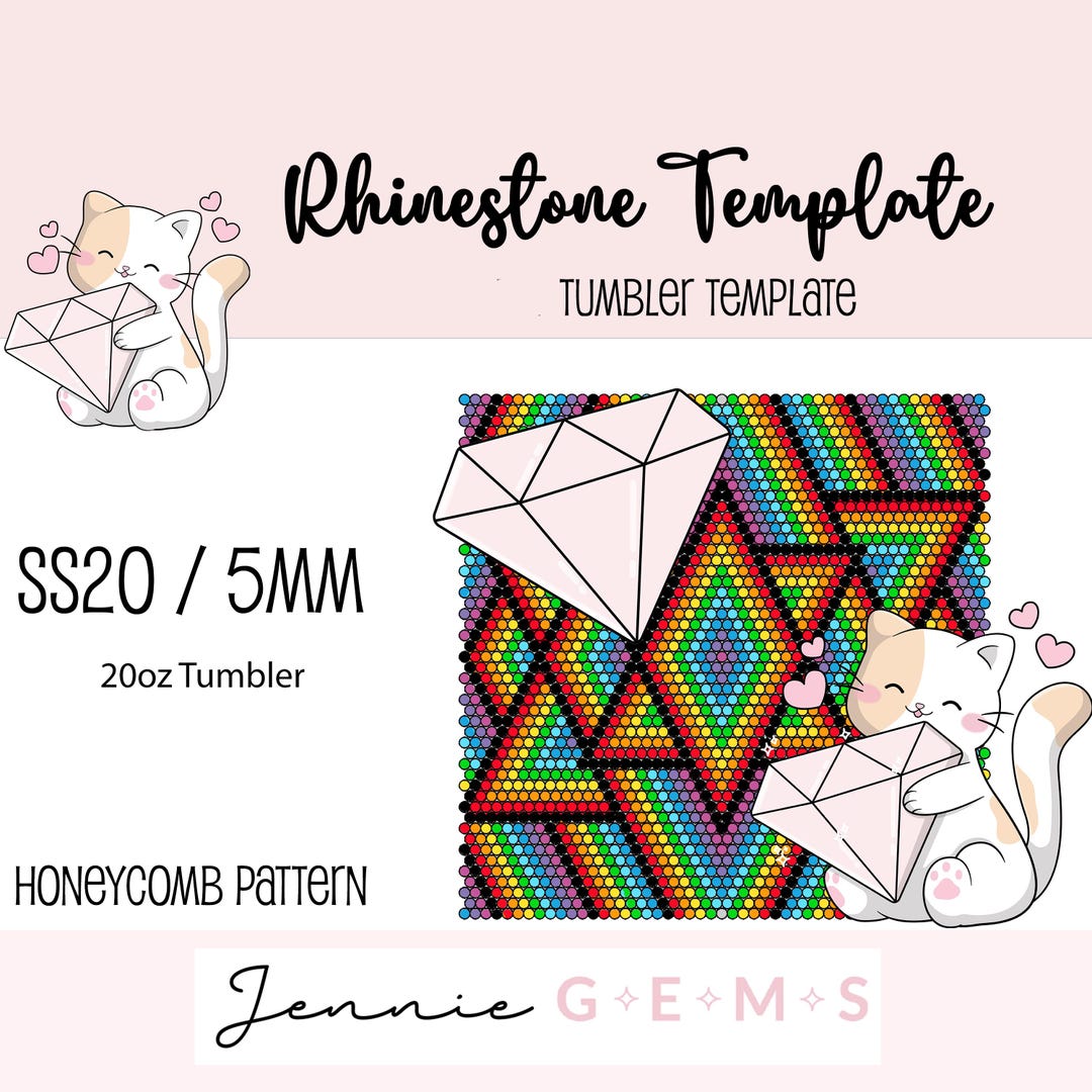 20oz Starburst Rainbow Rhinestone Honeycomb Template Pattern for ...
