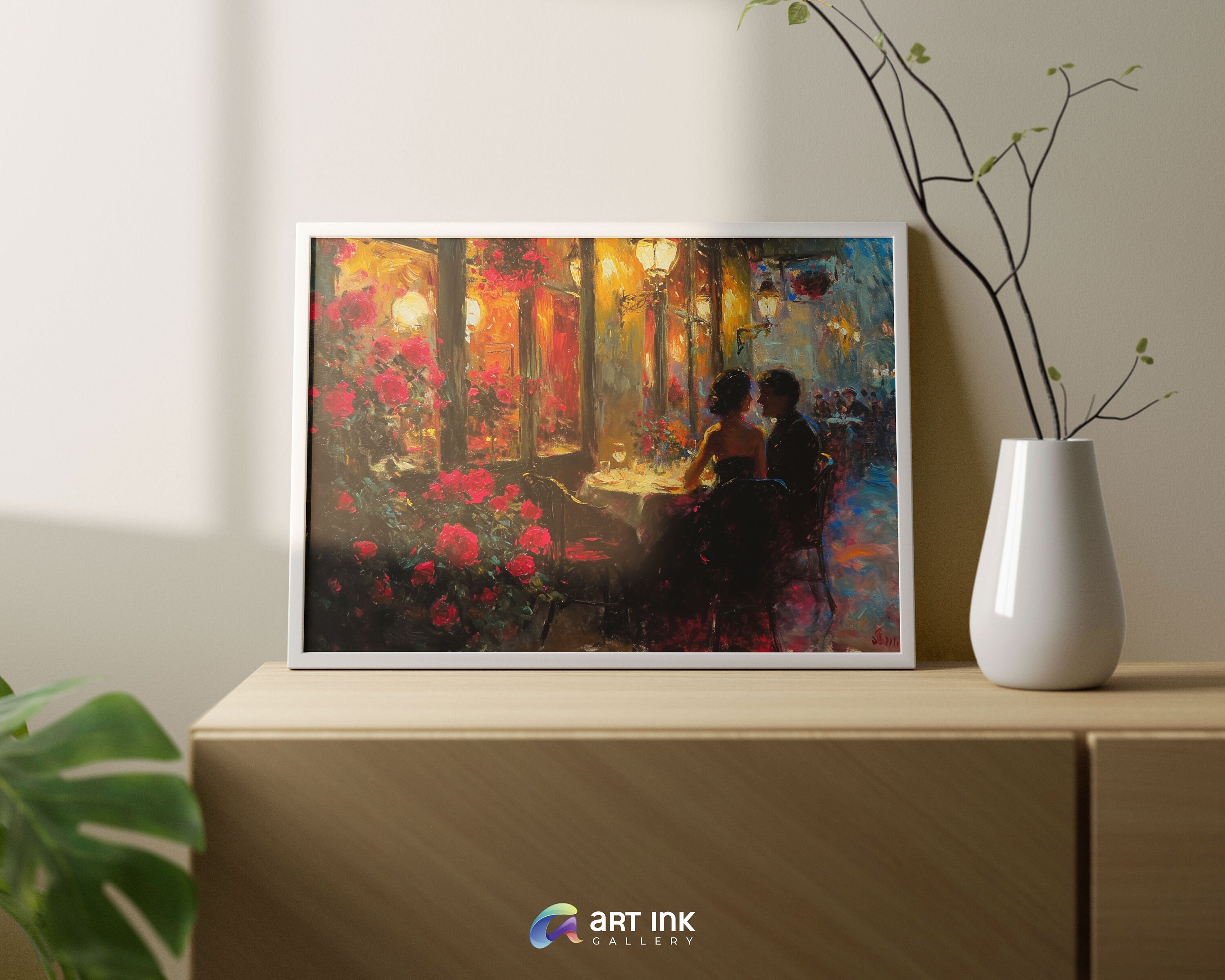 PRINTABLE Digital Downloadable Wall Art & TV Art Frame 28 Files Intimate Rose Garden Dinner SV ...