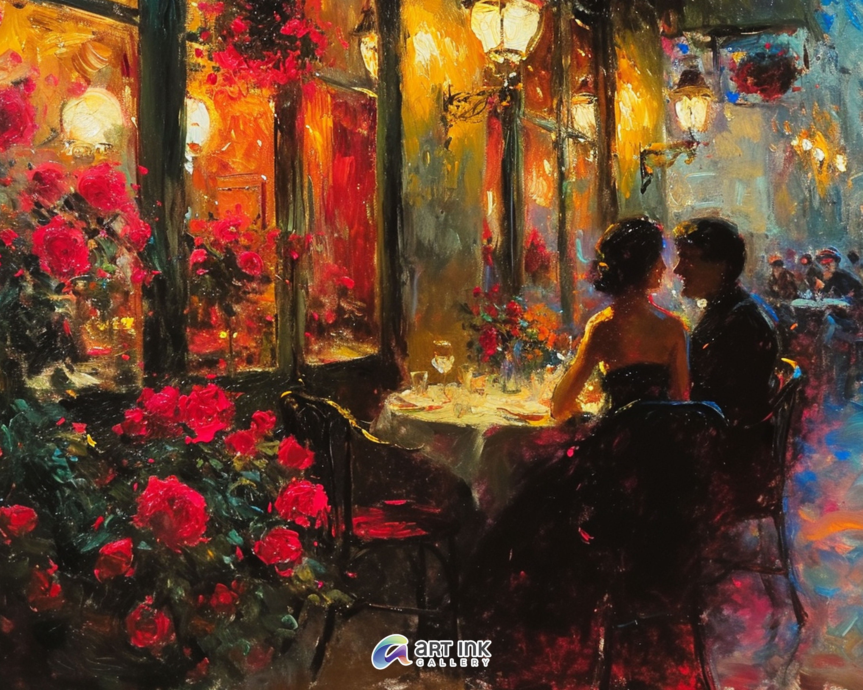 PRINTABLE Digital Downloadable Wall Art & TV Art Frame 28 Files Intimate Rose Garden Dinner SV ...